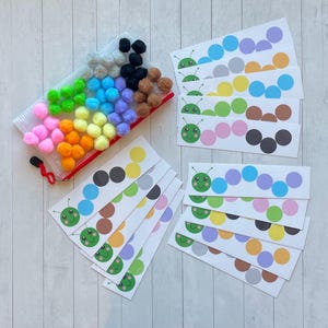 Pom Pom Patterns Activity Set- Montessori Learning Toy for Preschool ...