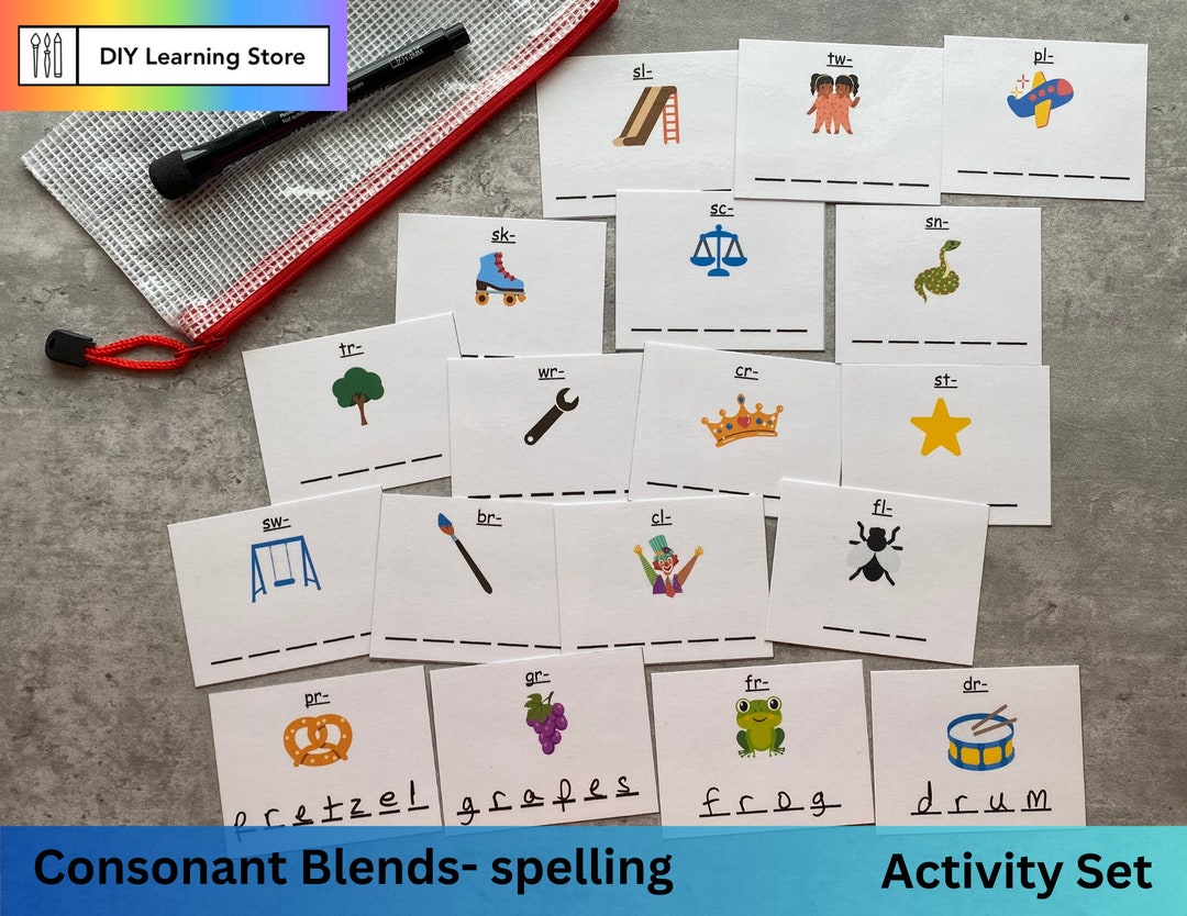 Consonant Blends Spelling Activity Set Montessori Learning - Etsy