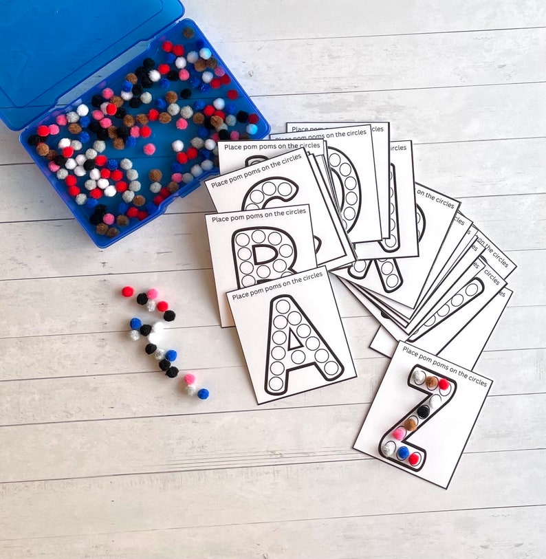 Pom Pom Alphabet Task Box | Printable Letter Recognition & Fine Motor ...