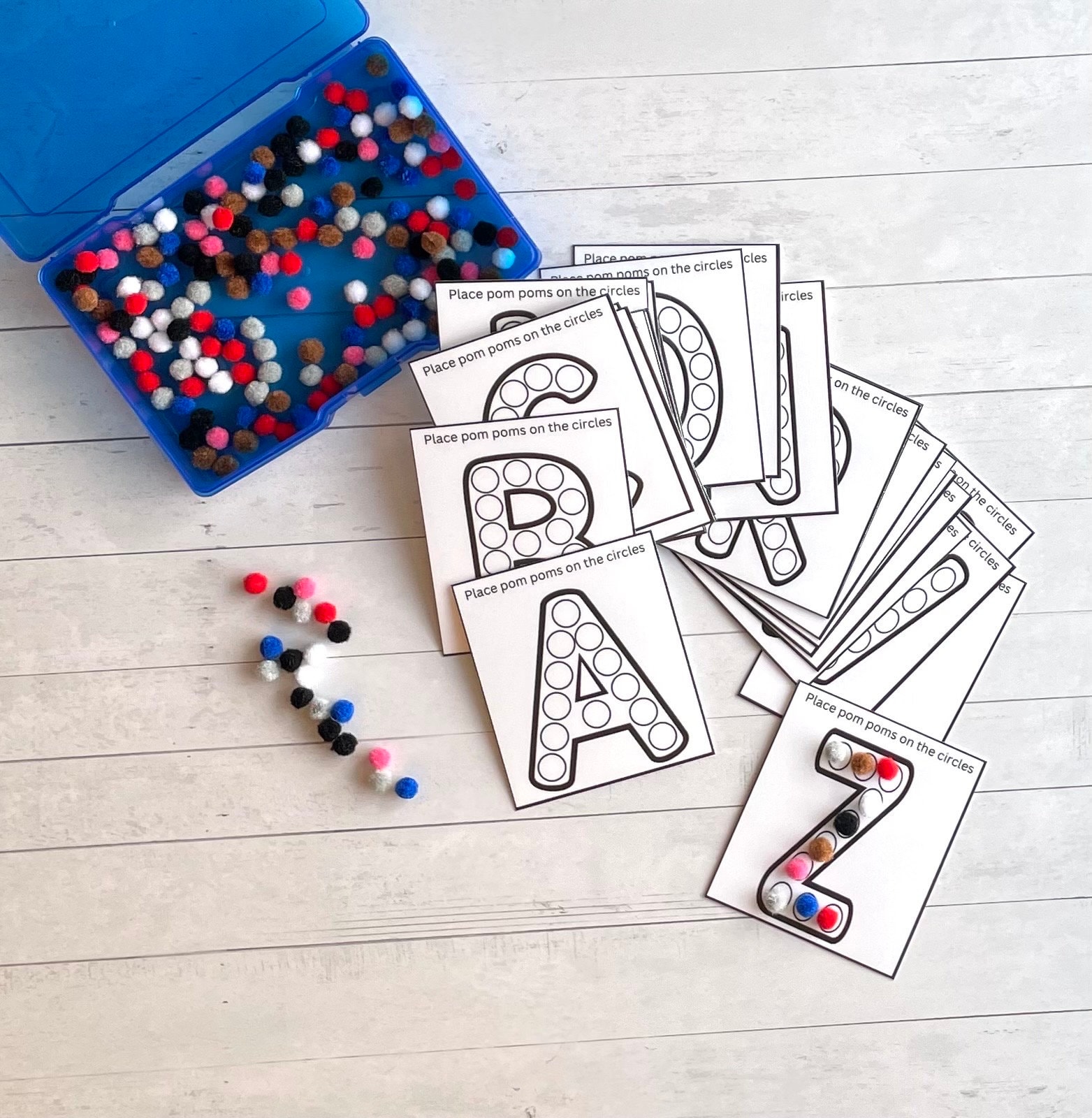 Pom Pom Alphabet Task Box | Printable Letter Recognition & Fine Motor ...