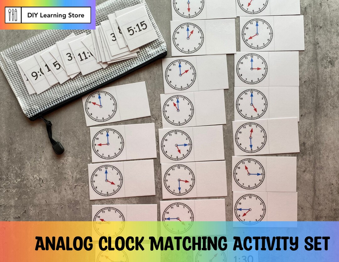 Pdf-analog Clock Matching Activity Instant - Etsy