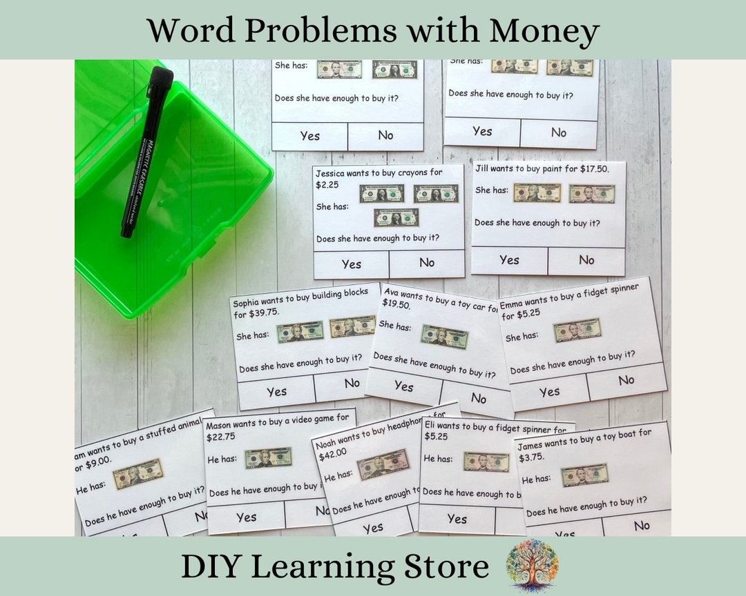 Word Problems With Money Activity Set- Montessori Learning Toy for ...