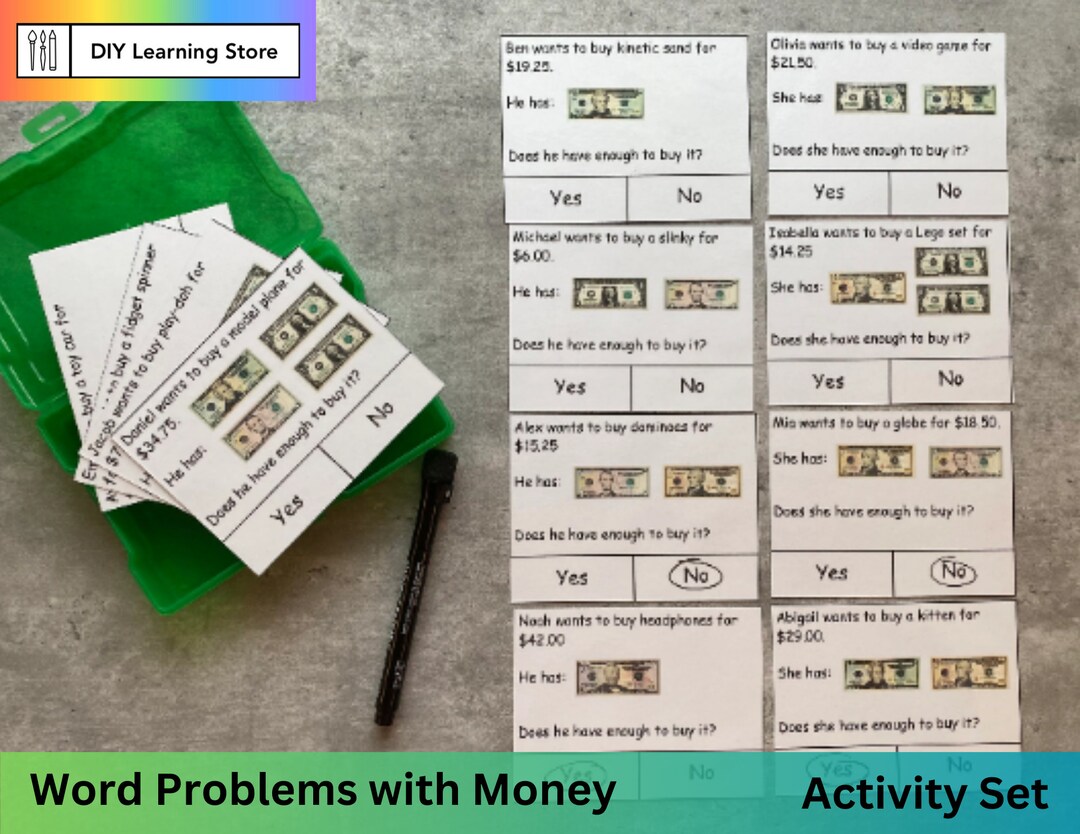 Word Problems With Money Activity Set Montessori Learning Toy - Etsy