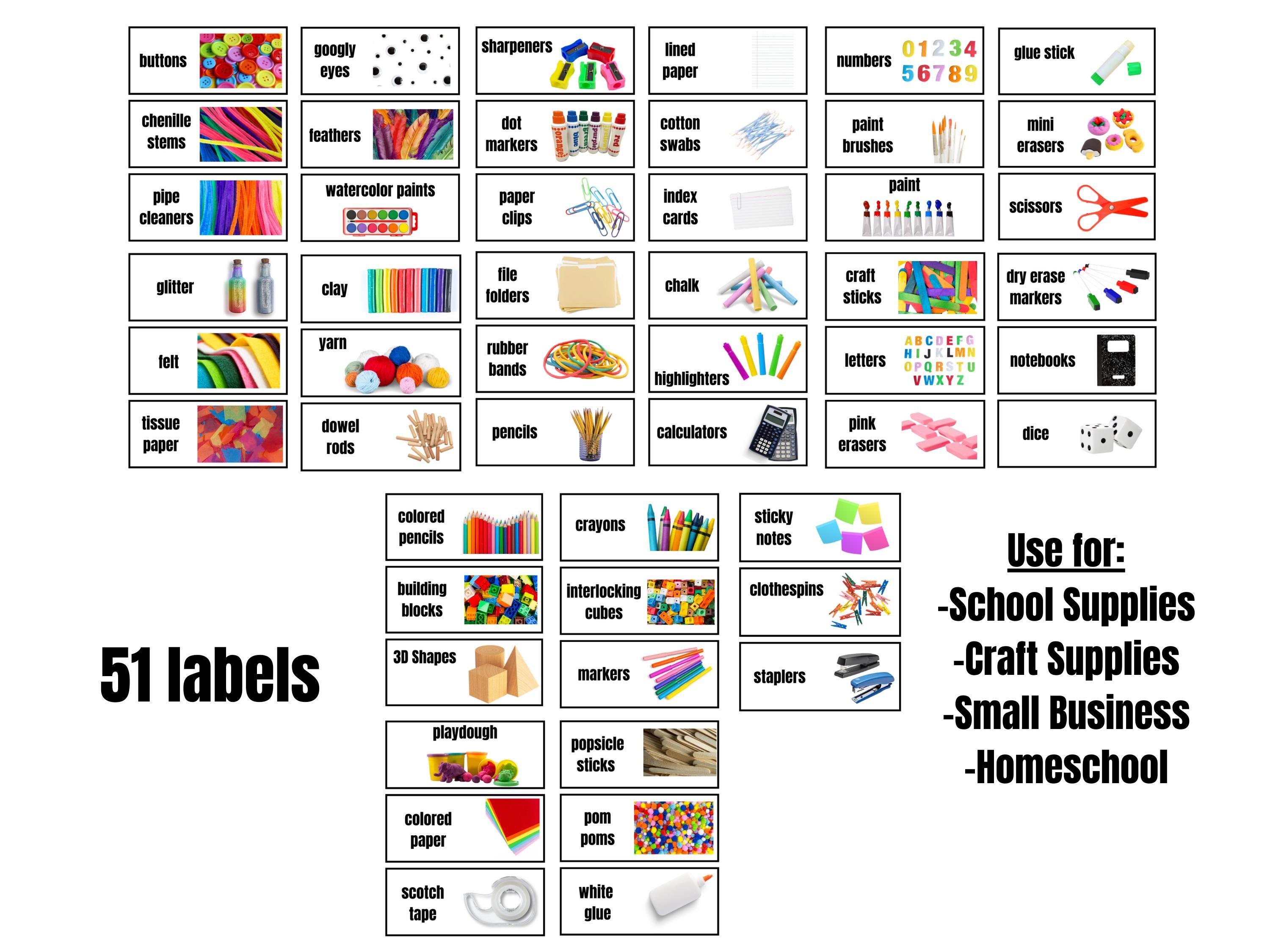 Classroom Labels- School Supplies- Craft Supplies- Homeschool- Daycare ...