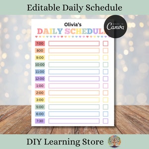Kids Daily Schedule- Editable Canva Template- Daily Tracker- Task ...