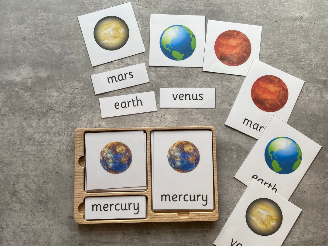 Solar System Montessori 3 Part Flash Cards Montessori Toys and Games ...