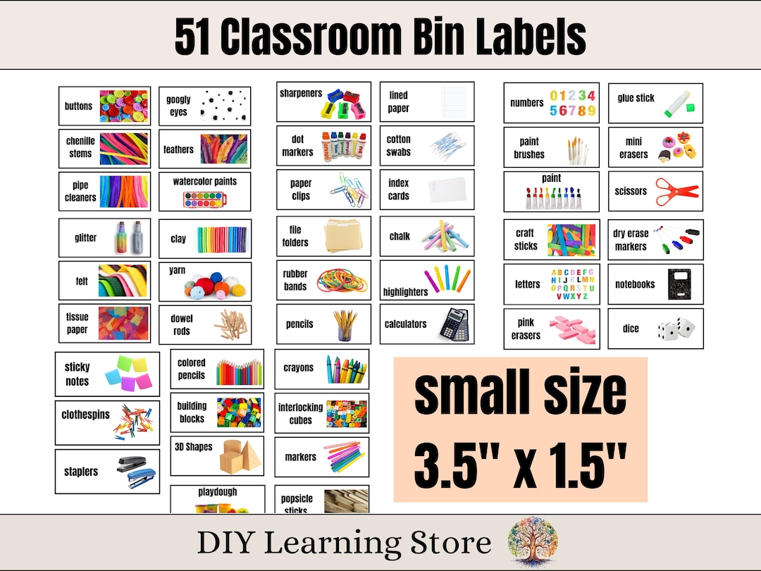 School Supplies Bin Labels- Real Pictures-classroom Labels- Toy Storage ...