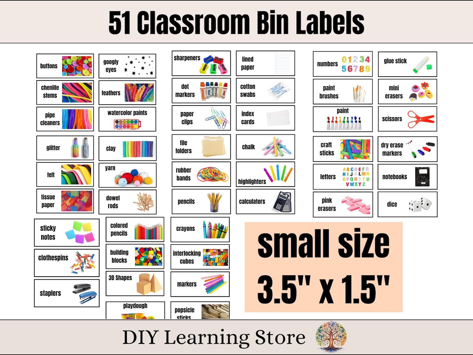 School Supplies Bin Labels- Real Pictures-classroom Labels- Toy Storage ...