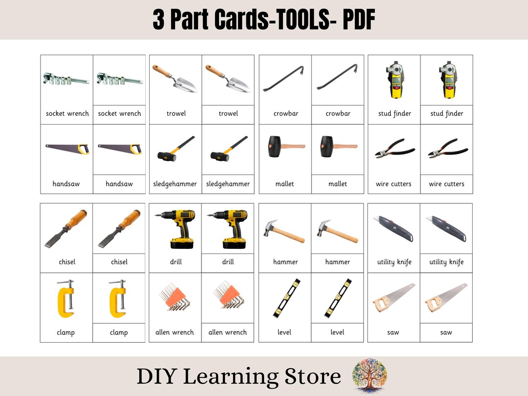 3 Part Cards- TOOLS- Montessori Flash Cards Activity- Montessori ...
