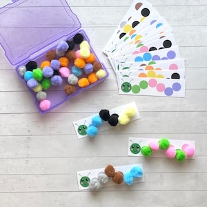 Pom Patterns Task Box Activity- Montessori Learning Toys- Special Needs ...