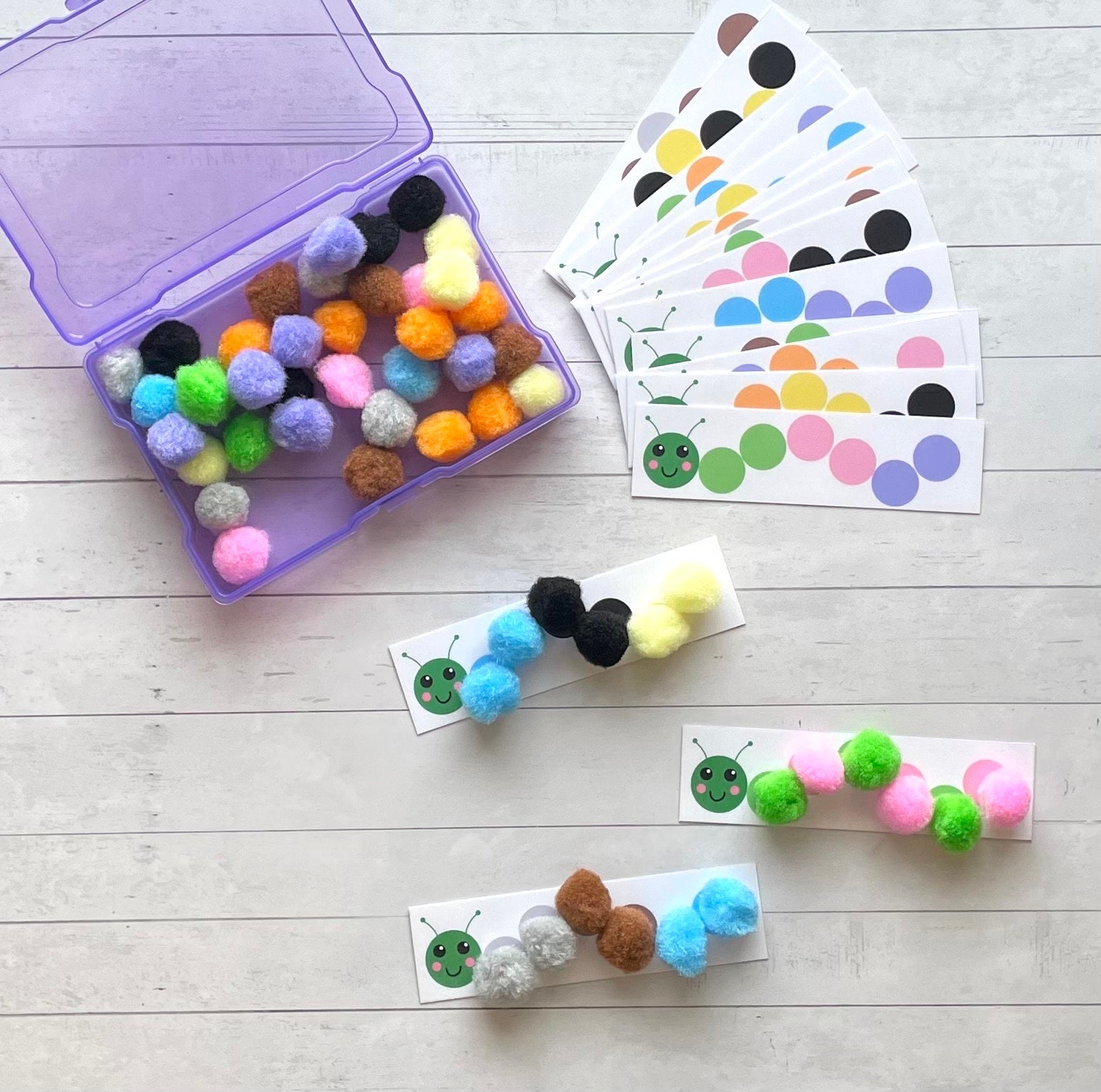 Pom Patterns Task Box Activity- Montessori Learning Toys- Special Needs ...