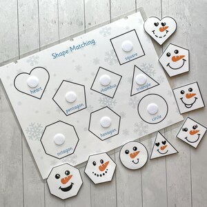 Shape Matching Snowman Faces- Winter Activity Page- Toddler, Preschool ...