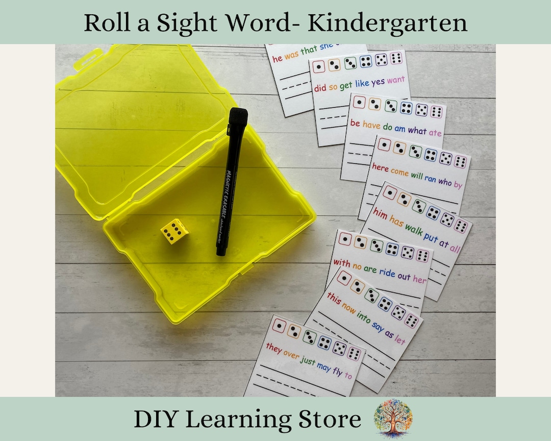 Roll a Sight Word Kindergarten List-task Box Activity Set- Montessori ...
