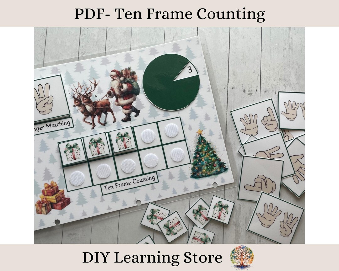 Counting 1-10 With Ten Frame and Fingers- Christmas Activity- Preschool ...