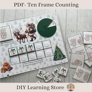 Counting 1-10 With Ten Frame and Fingers- Christmas Activity- Preschool ...