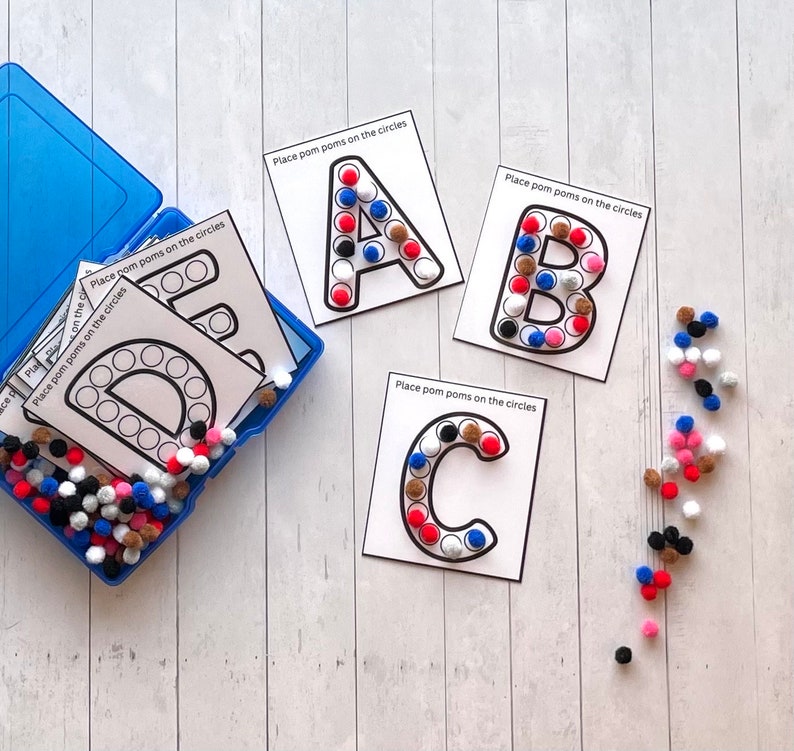 Pom Pom Alphabet Task Box | Printable Letter Recognition & Fine Motor ...