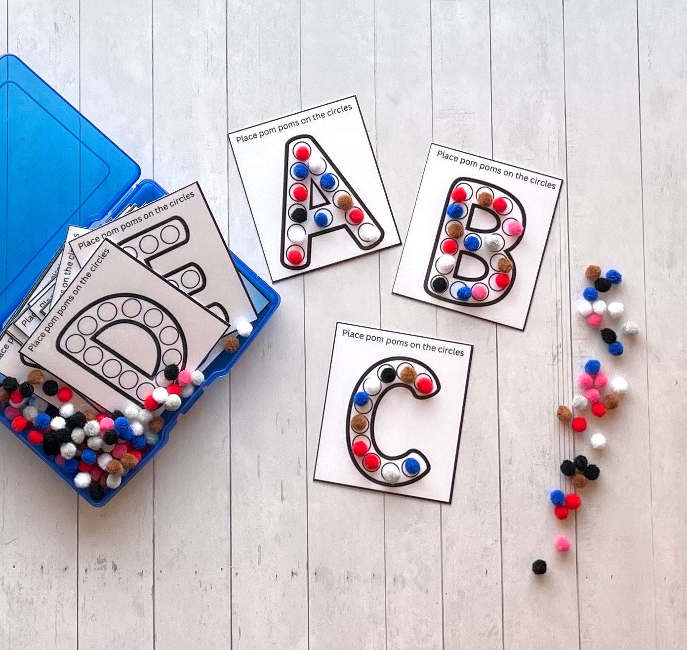Pom Pom Alphabet Task Box | Printable Letter Recognition & Fine Motor ...
