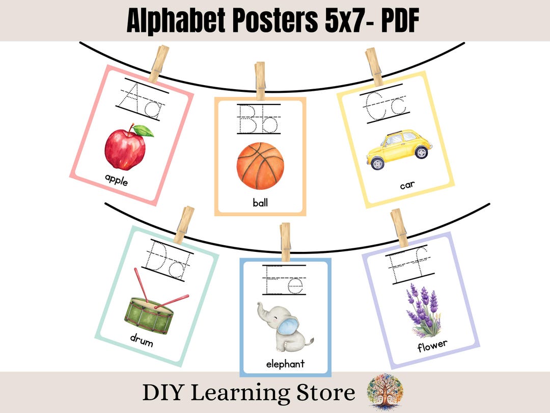 Alphabet Poster 5x7- ABC Posters Classroom, Alphabet Poster Print ...
