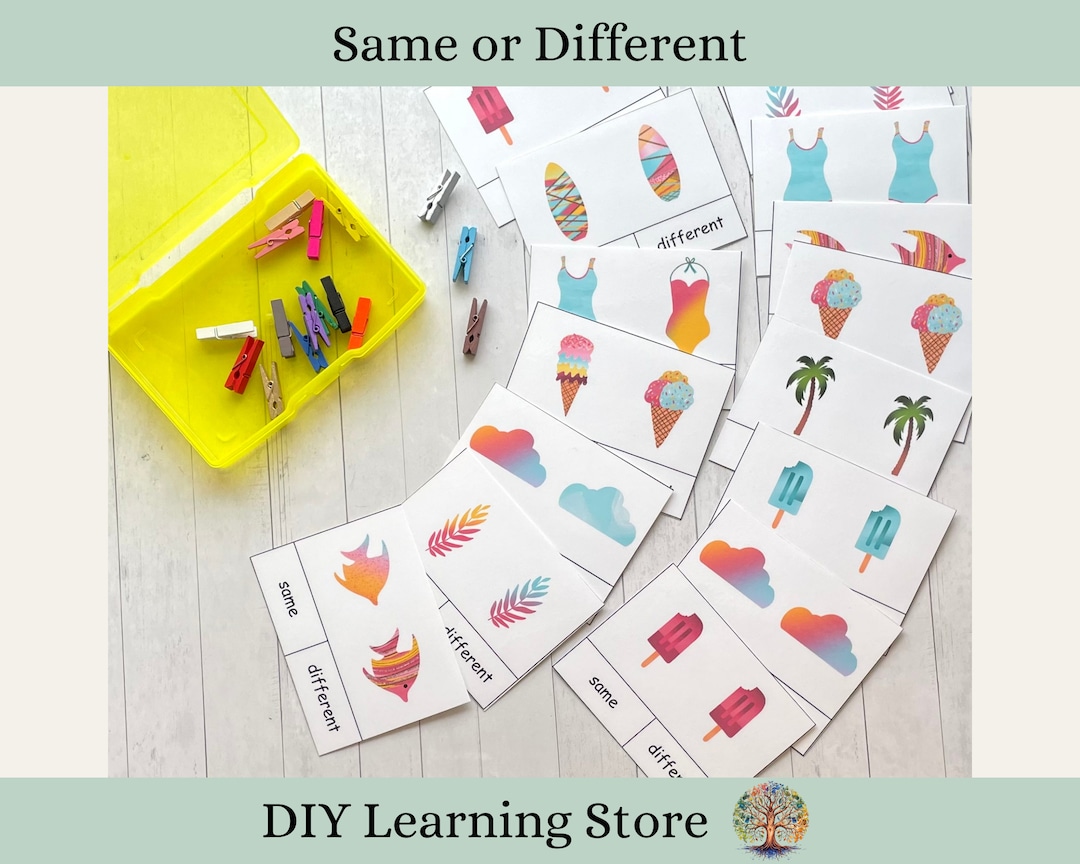 Same or Different-clip Cards- Task Box Activity for Preschool ...