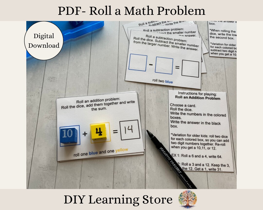 Roll a Math Problem Activity Cards – Montessori Math (PDF) - Etsy