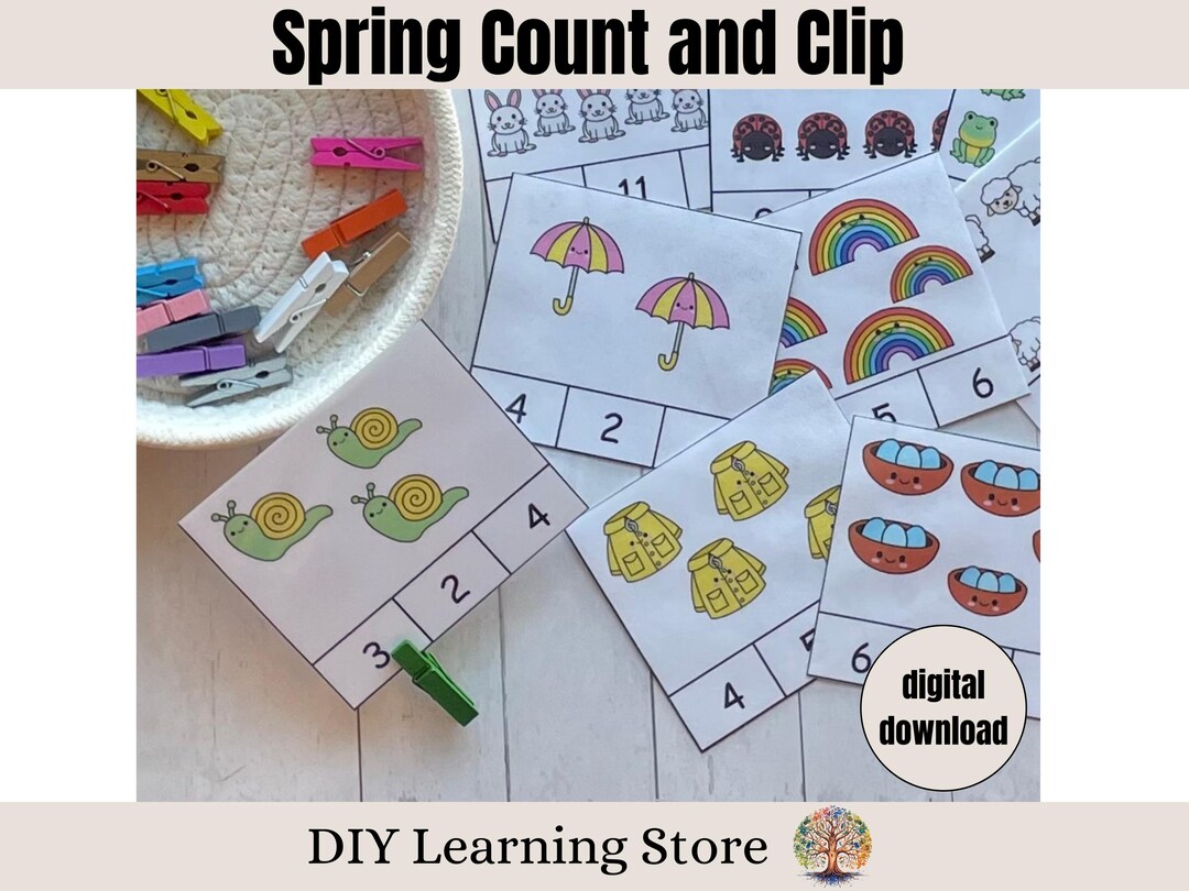Spring Count N Clip Cards- Kindergarten Learning Toy- Preschool ...