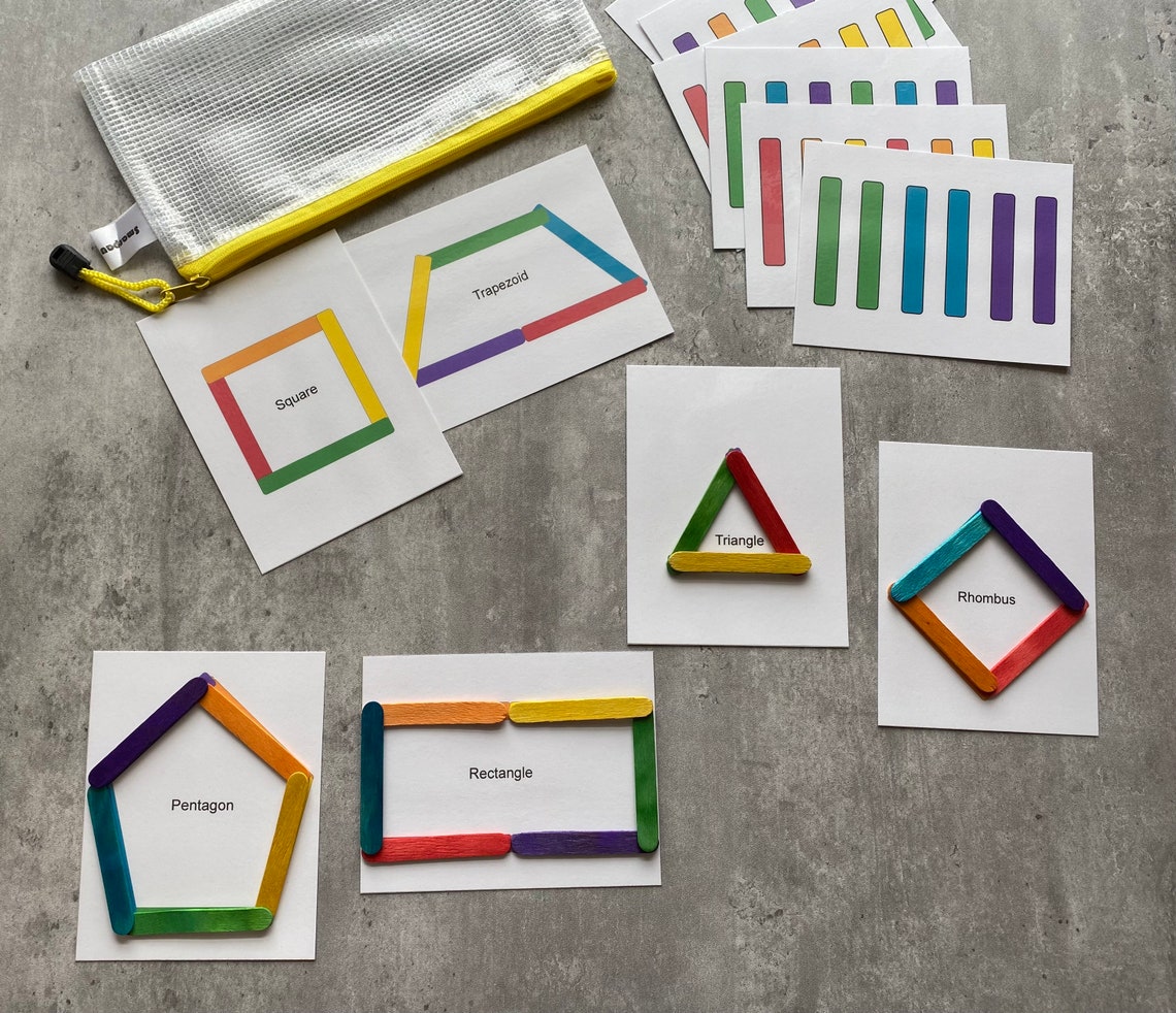 Shapes and Patterns With Craft Sticks- Activity Set for Preschool and ...