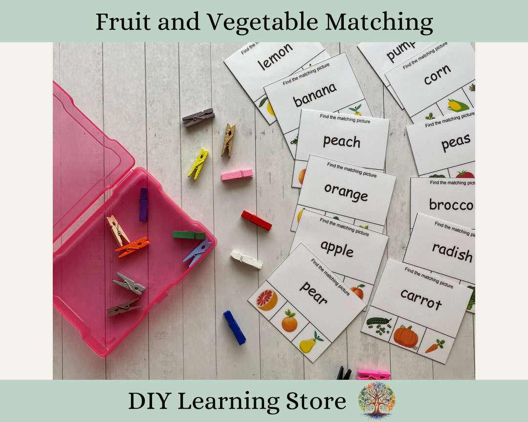 Fruit and Vegetables Matching Word to Picture - Activity Set ...