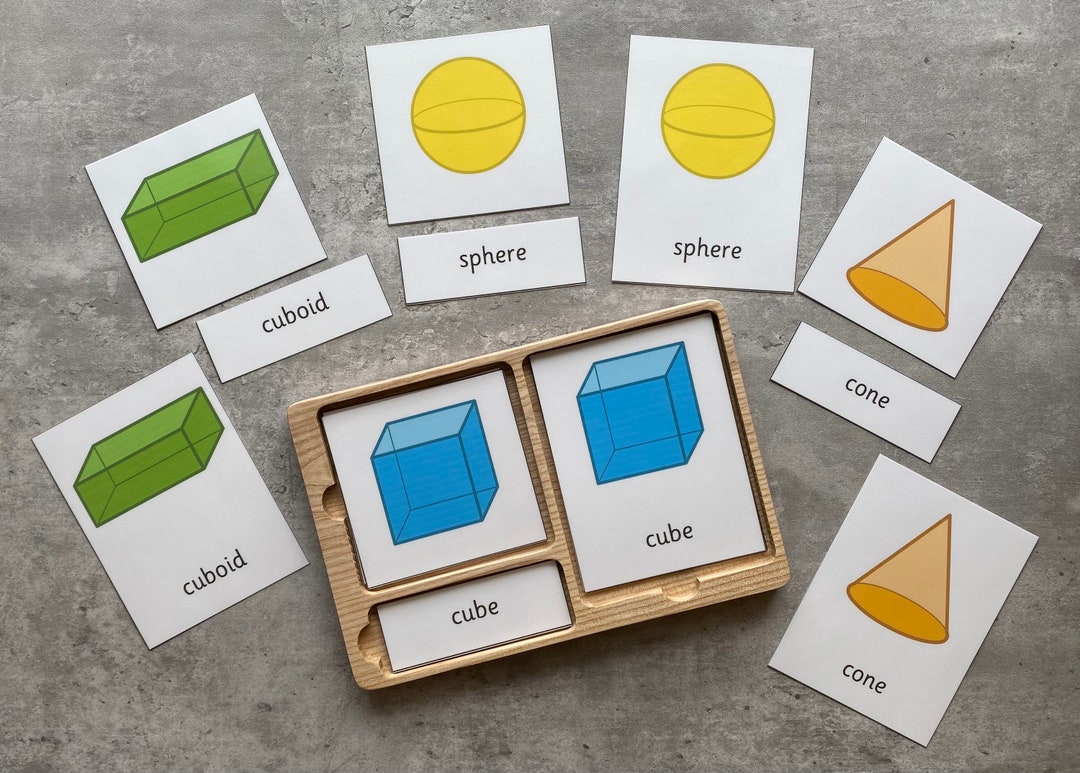 3D Shapes Montessori 3 Part Flash Cards Editable PDF - Etsy