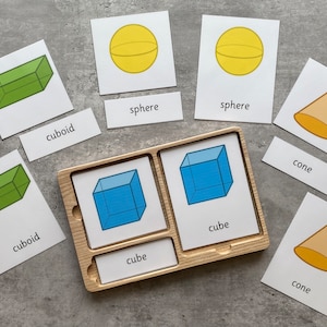 3D Shapes- Montessori 3 Part Flash Cards- Editable PDF- Instant ...