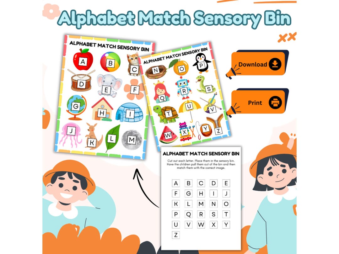 Alphabet Match Sensory Bin Activity Set Instant Download Printable ...