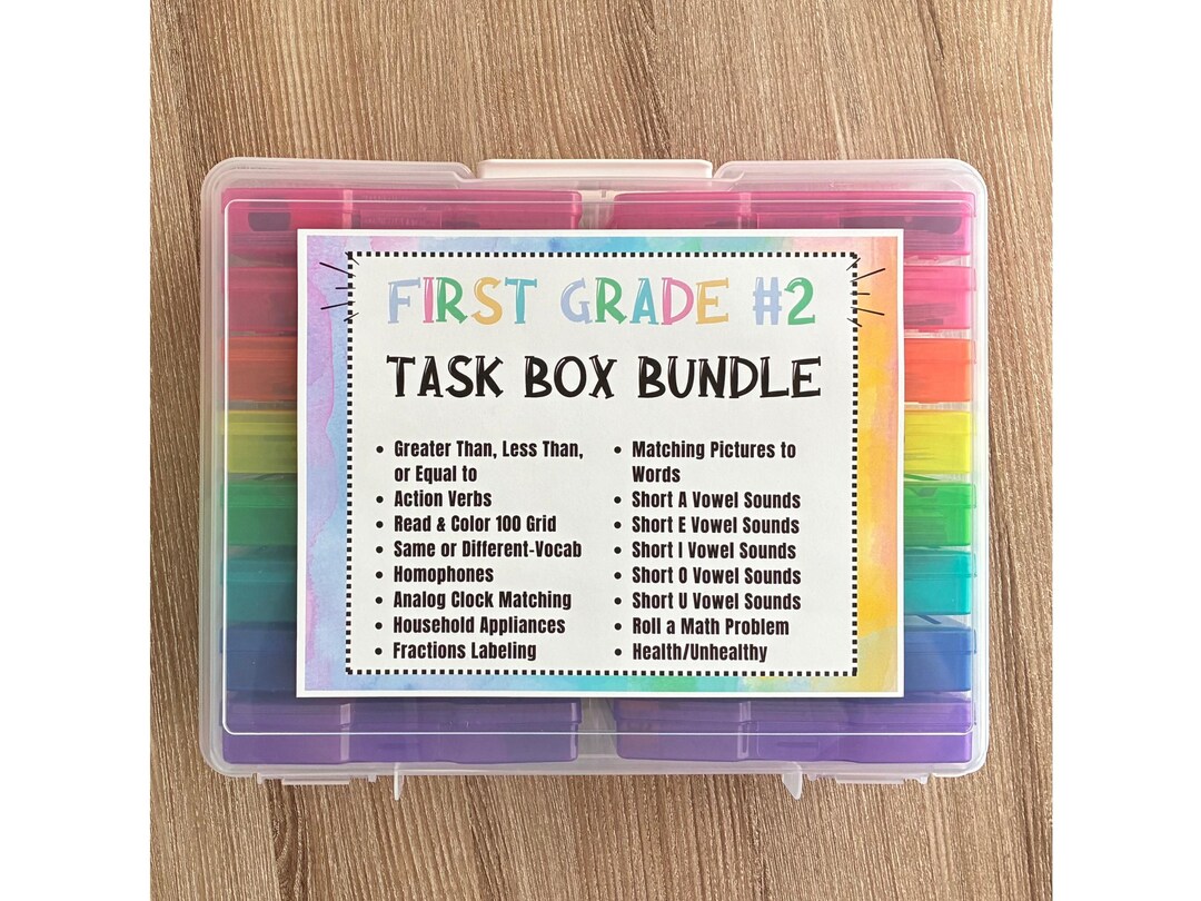 1st Grade #2 Printable Activity Bundle- 16 Task Box Learning Activities ...