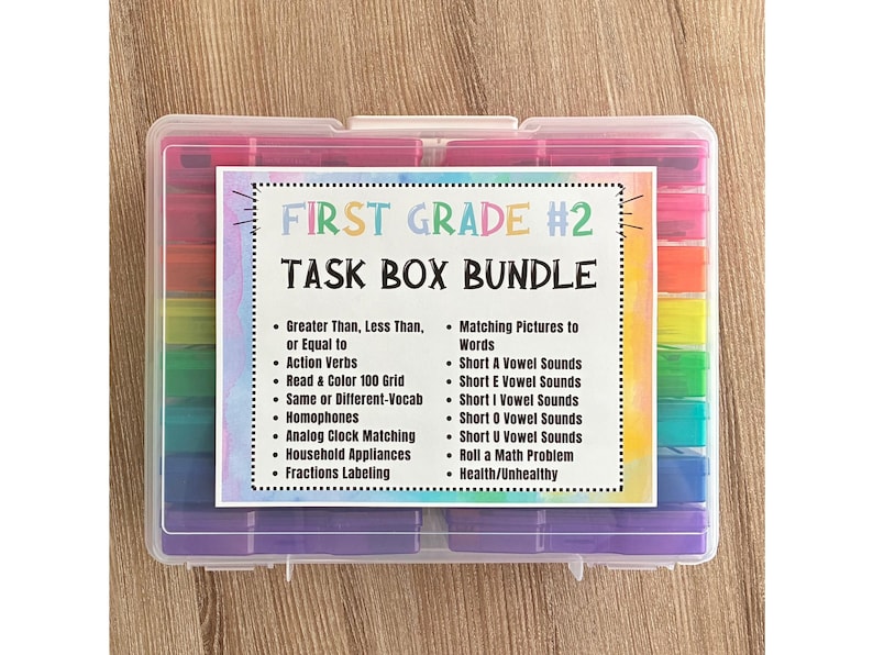 1st Grade #2 Printable Activity Bundle- 16 Task Box Learning Activities ...