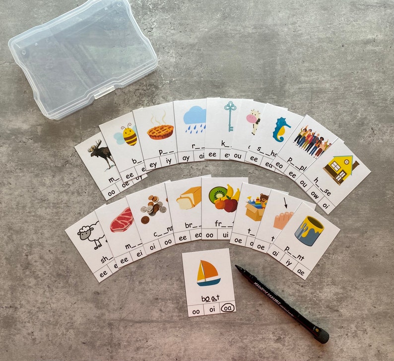 Vowel Digraph Activity Set Matching and Fill in the Blank - Etsy