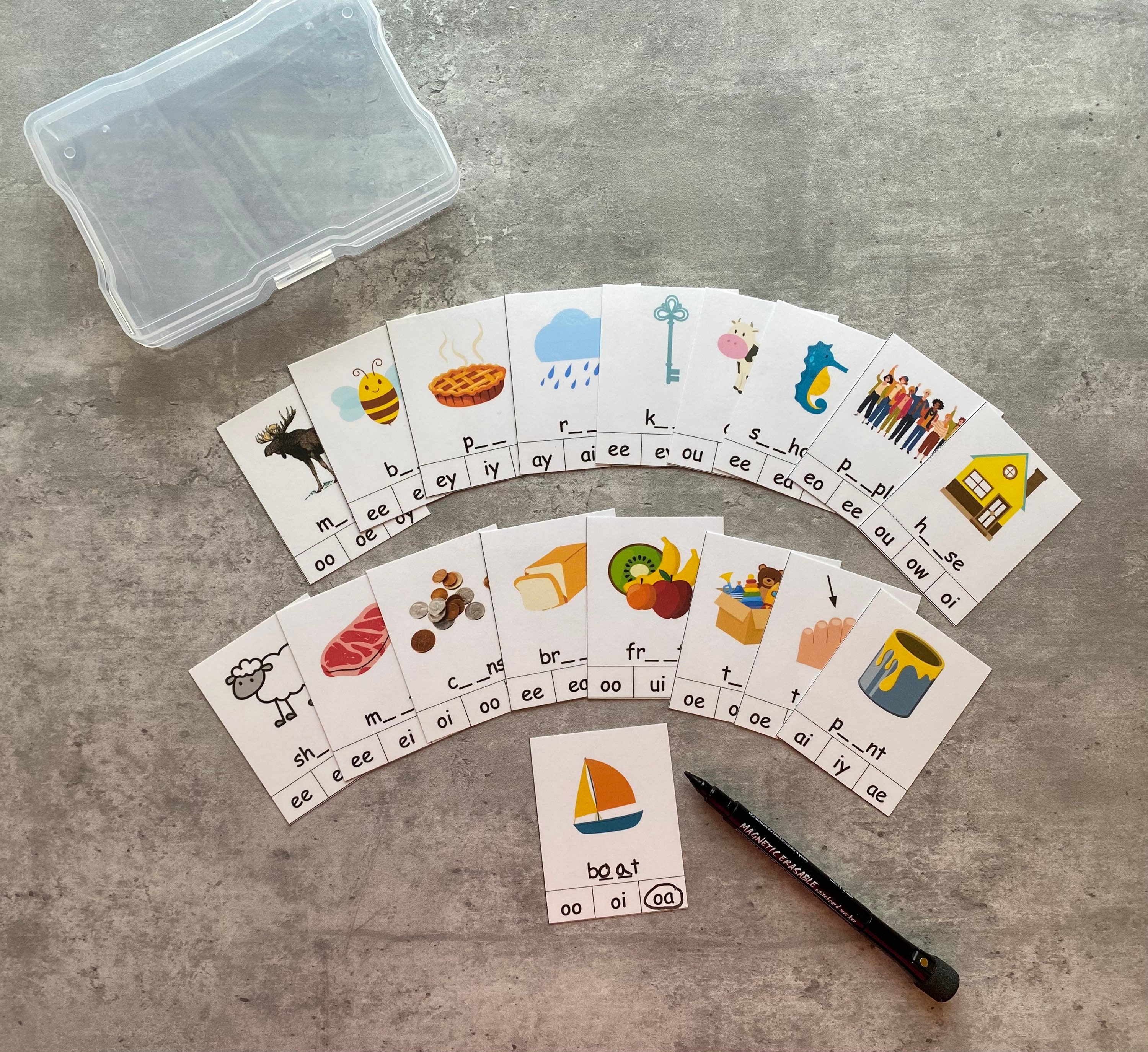 Vowel Digraph Activity Set- Matching and Fill in the Blank- Task Box ...
