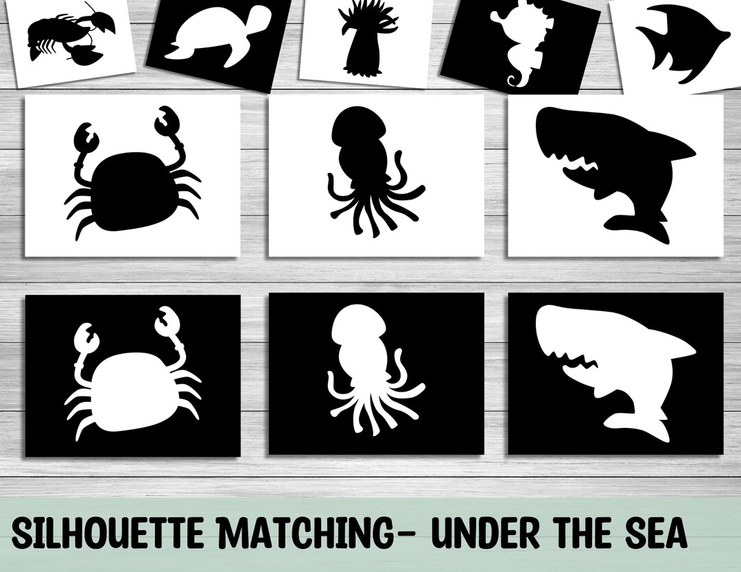 Silhouette Matching Pattern Cards- Under the Sea- Montessori Printables ...
