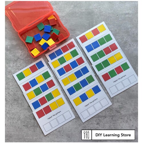 Patterns With Colored Tiles Task Box Activity Set - Etsy