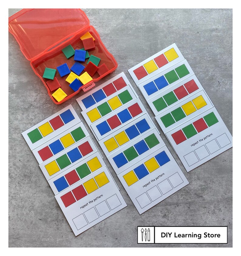Patterns With Colored Tiles Task Box Activity Set - Etsy