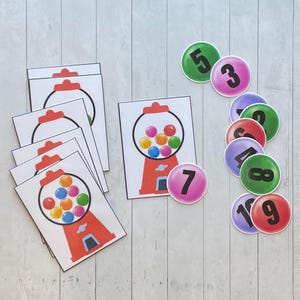 Gumball Counting 1-10- Toddler Activity Cards- Matching Activity ...
