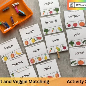 Fruit and Vegetables Matching Word to Picture - Activity Set ...