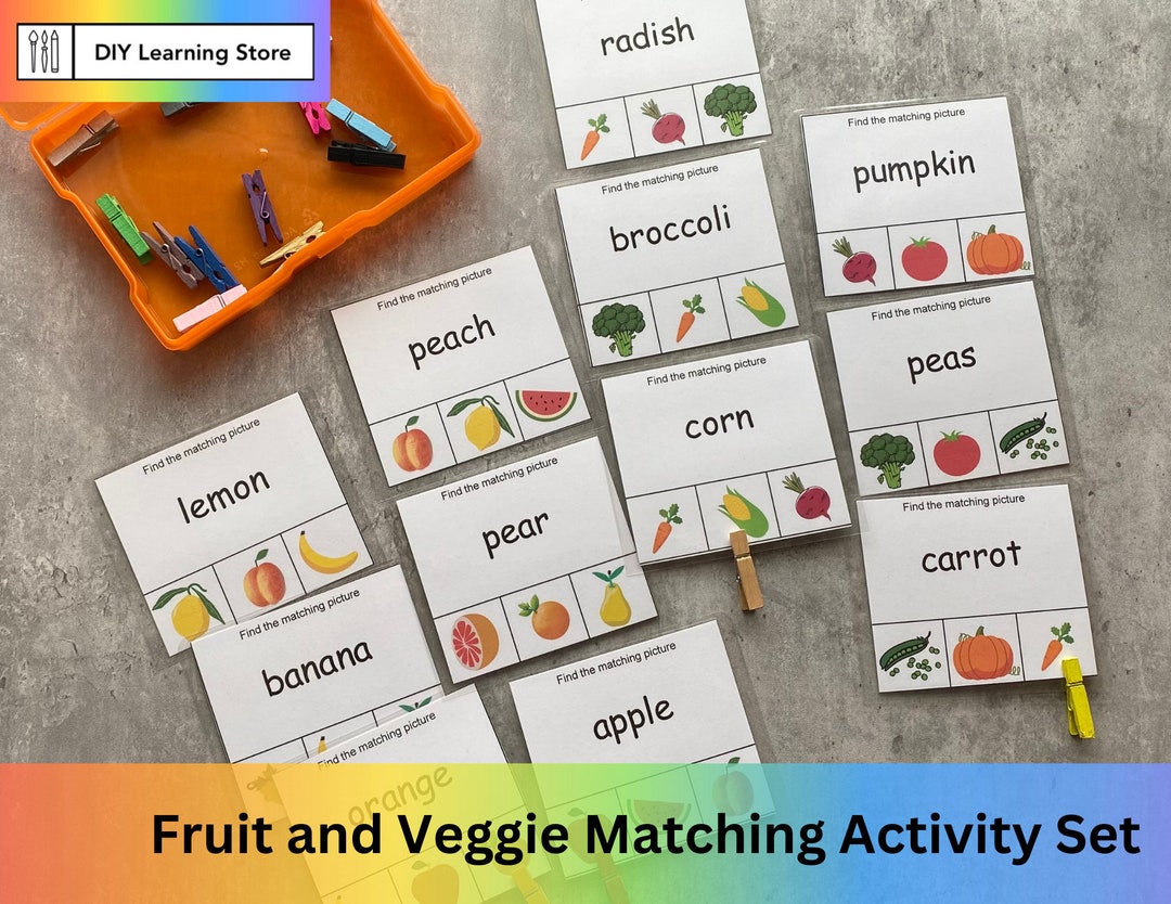 PDF Fruit and Veggie Matching Activity Cards Instant - Etsy