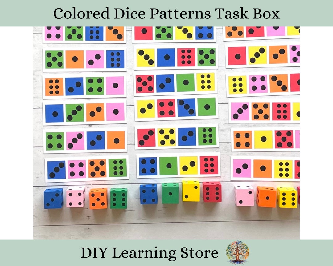 Colored Dice Patterns Task Box Student Kit- Montessori Resources- Early ...