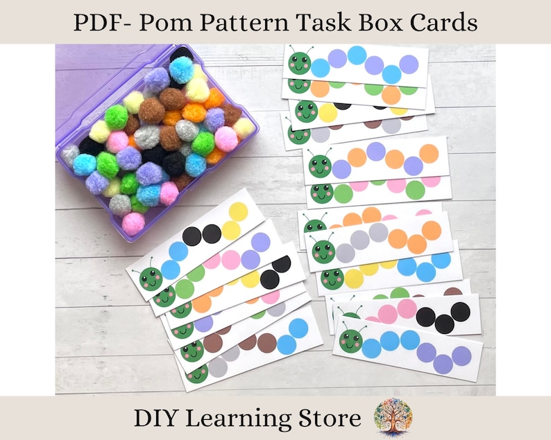 Pom Pattern Task Box Cards – Montessori Learning (PDF Pattern) - Etsy