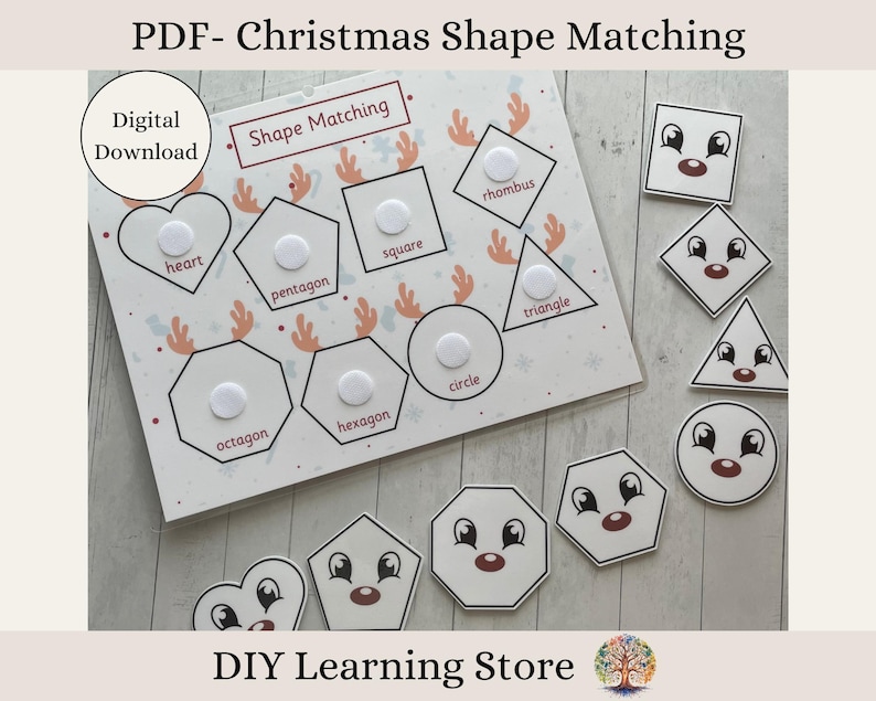 Shape Matching Reindeer- Christmas Activity- Toddler, Preschool ...