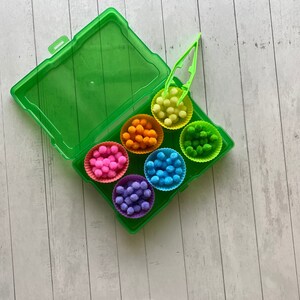 Counting and Color Sorting With Mini Poms Task Box Activity Set ...