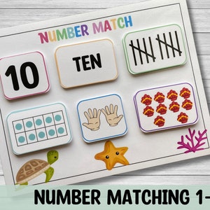 Number Matching 1-10 - Montessori Preschool Learning Worksheets ...