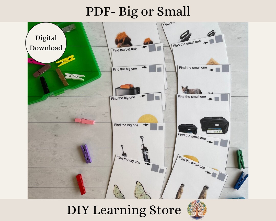 Big or Small- Life Skills Activity Cards- Instant Download- Montessori ...