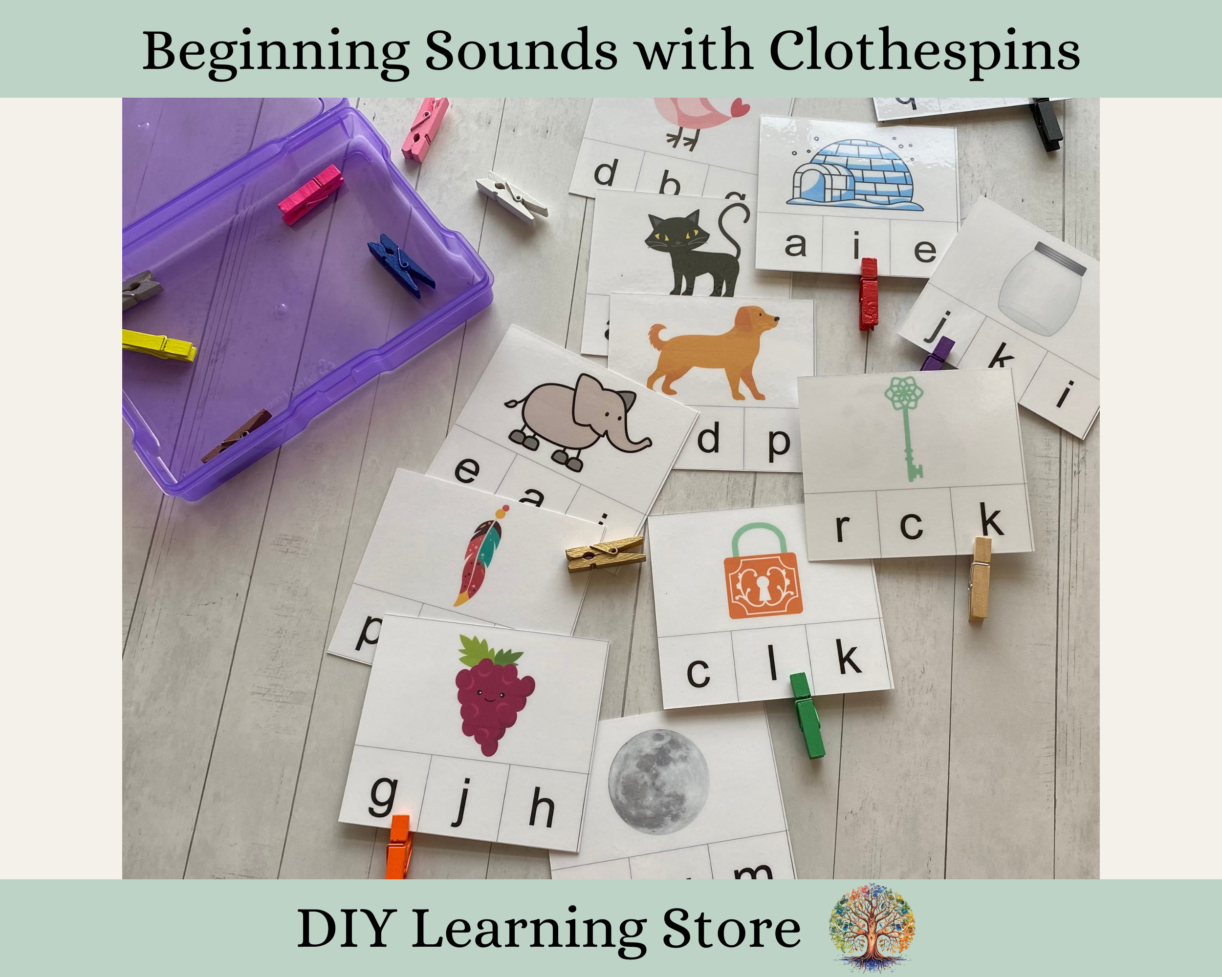 Beginning Sounds Task Box Activity Set- Montessori Learning Toy for ...
