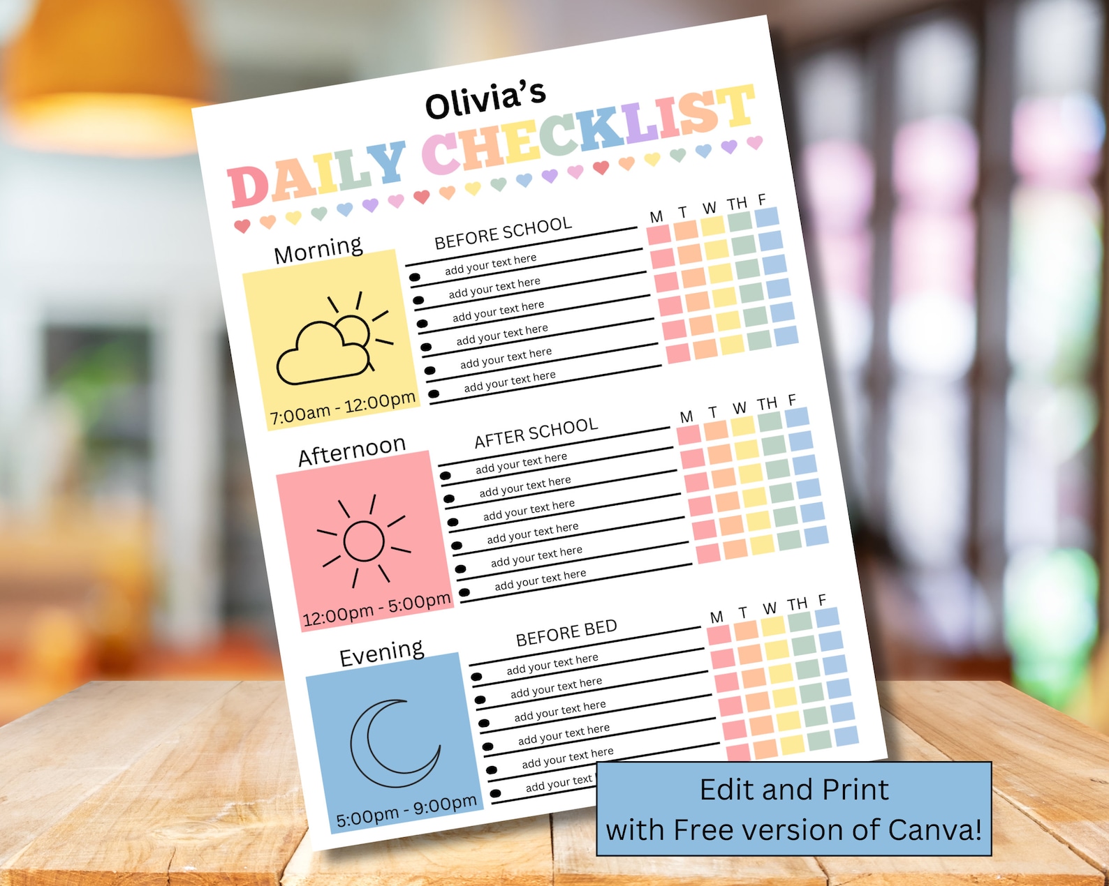 Editable Kids Daily Routine Planner - Morning, Afternoon, Evening ...