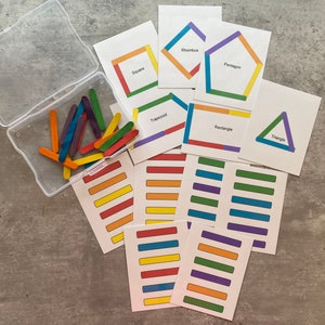 Shapes and Patterns With Craft Sticks- Activity Set for Preschool and ...