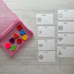 2D Shape Matching Task Box Activity Set Montessori Learning Toy for ...